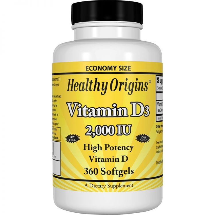 Comprar Vitamina D3 2000 UI - 360 Softgels Healthy Origins preço no ...
